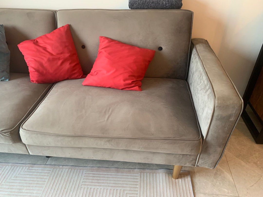 Filibert 3 Seater Sofa Bed (Dark Grey), Furniture & Home Living ...