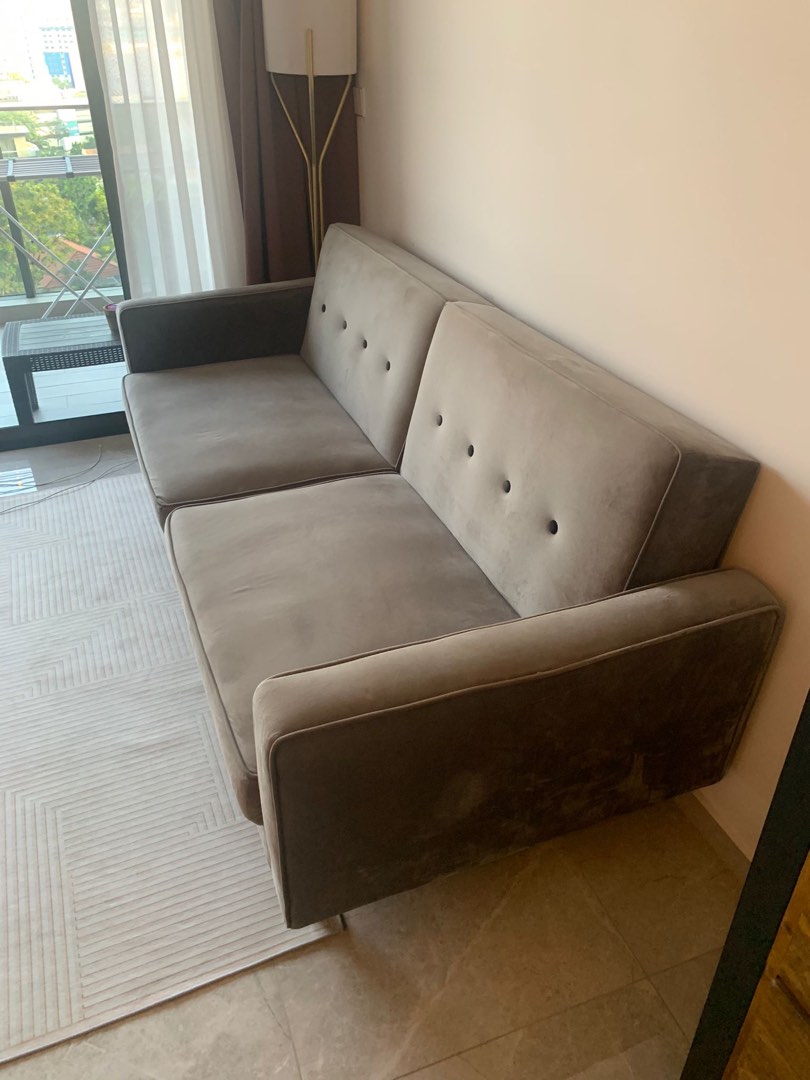 Filibert 3 Seater Sofa Bed (Dark Grey), Furniture & Home Living ...