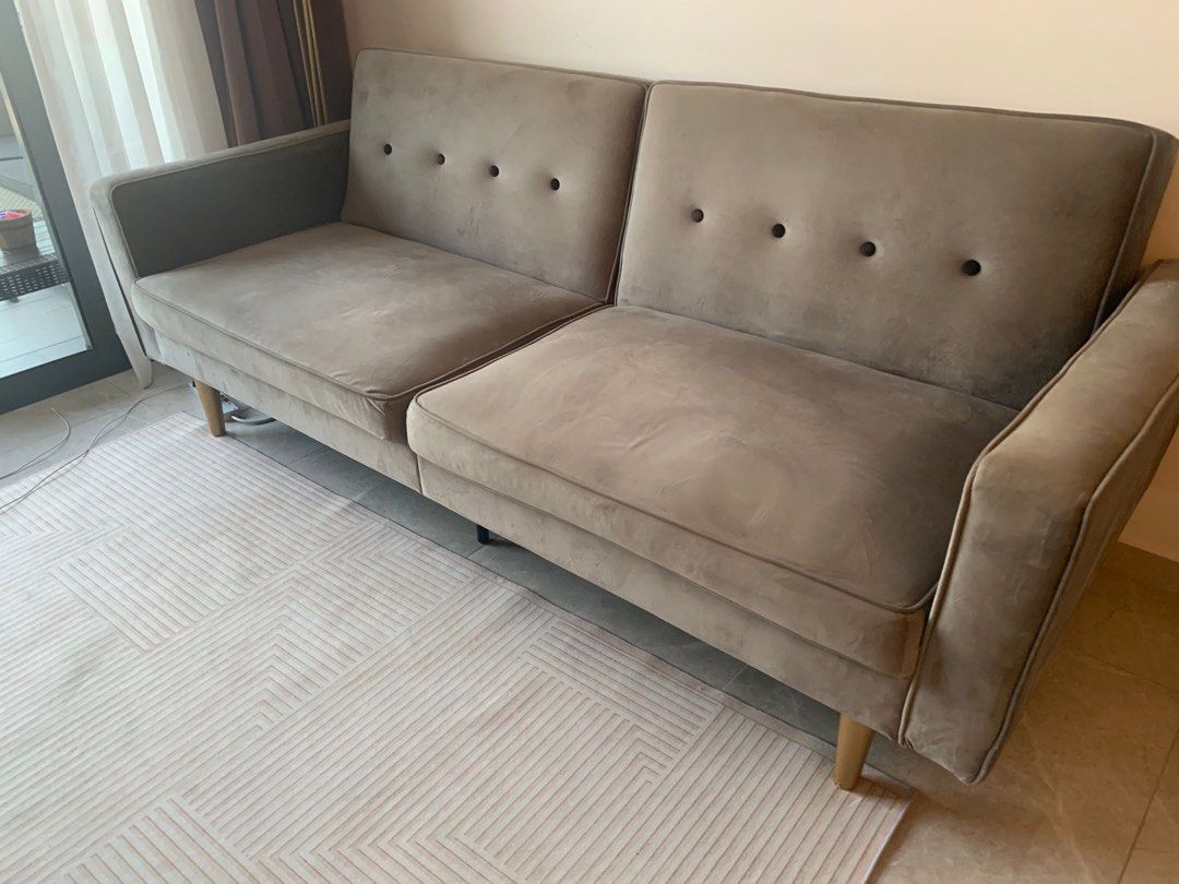 Filibert 3 Seater Sofa Bed (Dark Grey), Furniture & Home Living ...