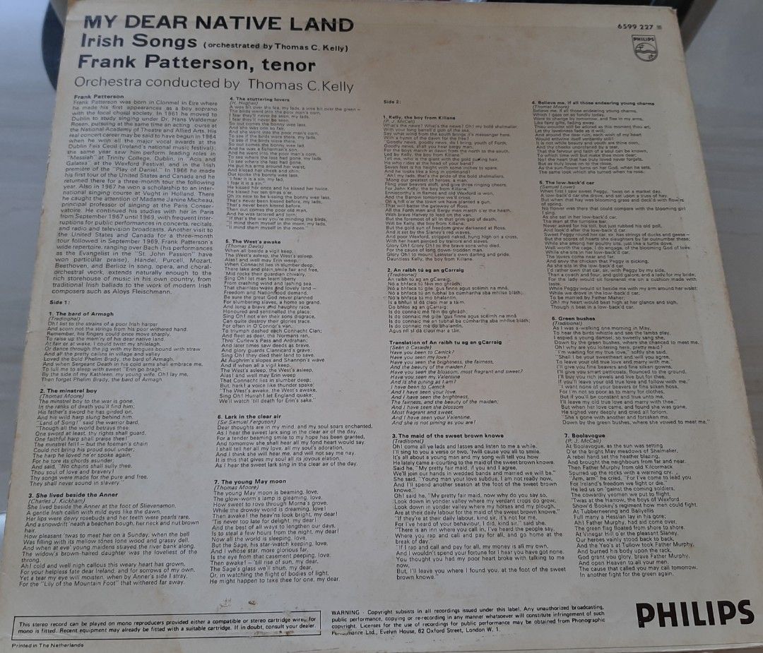 Frank Patterson Irish Song vinyl lp record, Hobbies & Toys, Music ...
