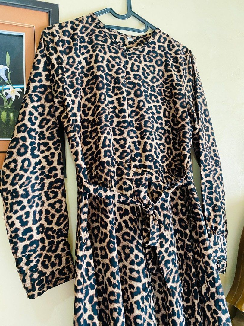 GAMIS LEOPARD MEGAR, Fesyen Wanita, Pakaian Wanita, Gaun & Rok di Carousell