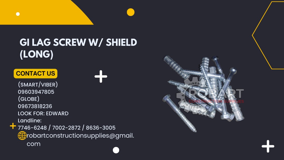 G.I LAG SCREW W/ SHIELD (LONG), Commercial & Industrial, Construction ...