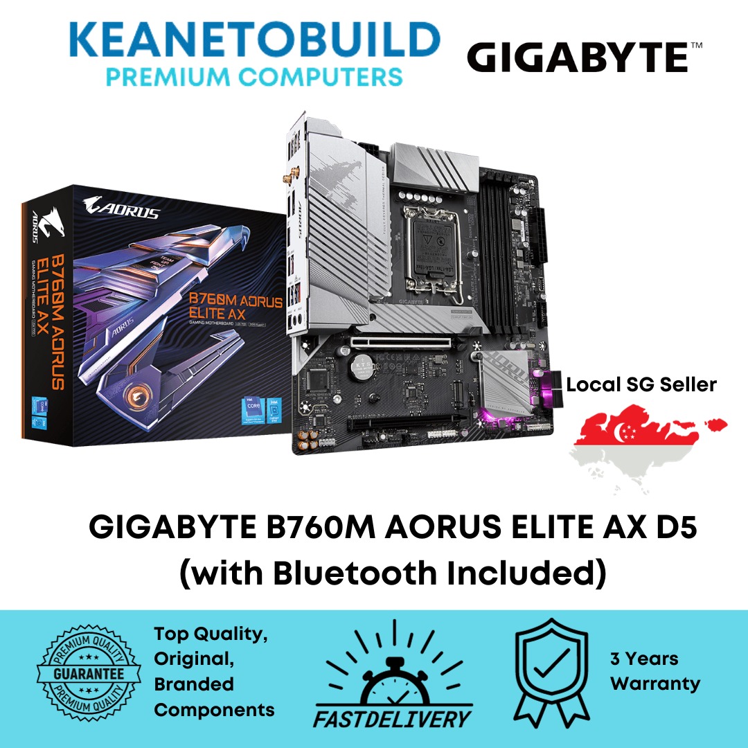 GIGABYTE B760M AORUS ELITE AX (rev. 1.x) (AND BLUETOOTH) B760 MATX SIZE ...