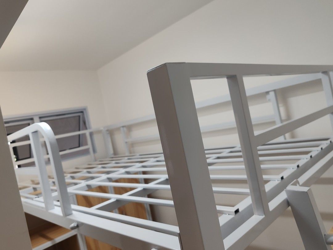 High loft double decker single bed with study table, Furniture & Home ...