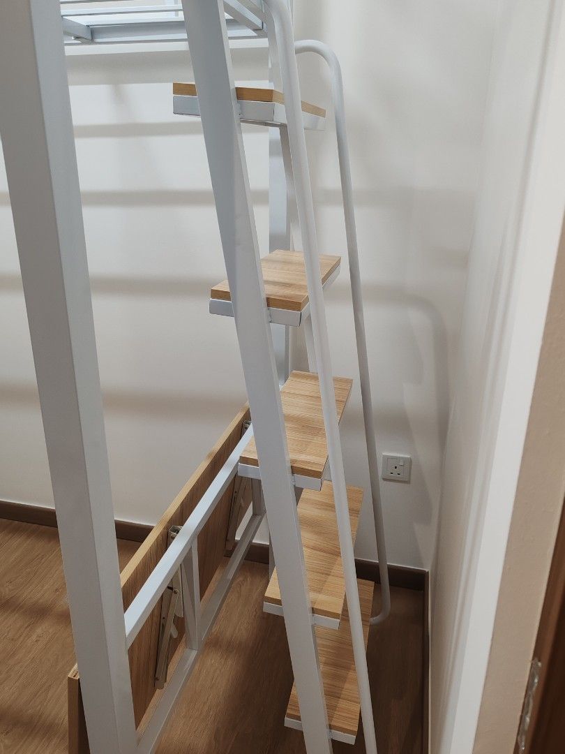 High loft double decker single bed with study table, Furniture & Home ...