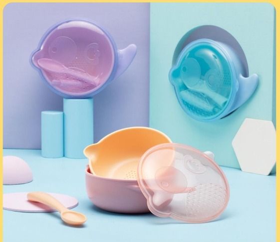 Hogokids Baby Feeding Bowl Set With Lid Spoon Stackable Grinding Bowl Toddler Kids Tableware BPA ...