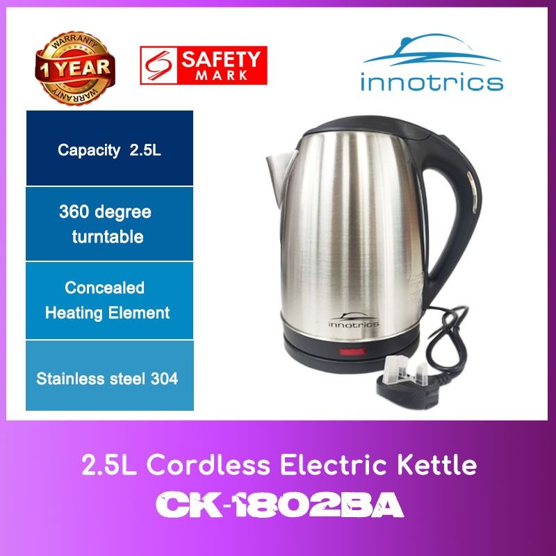 Innotrics CK-1802BA Cordless Kettle 2.5L WITH 1 YEAR WARRANTY, TV ...