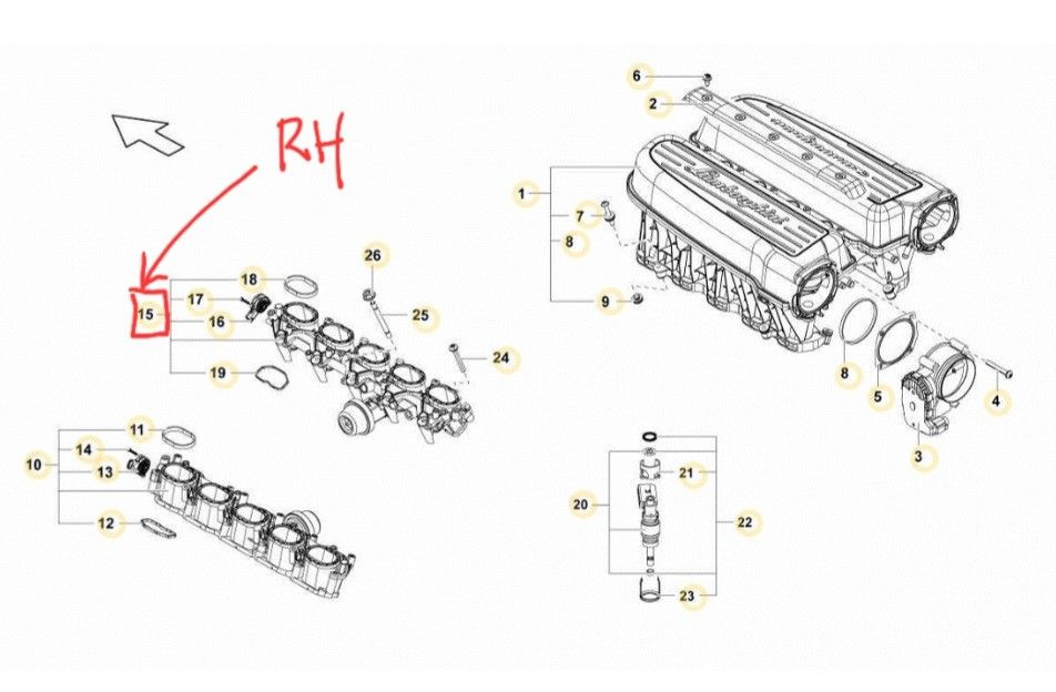 Intake manifold runner flap RH bank 1 Cylinder 1-5, Car Accessories ...