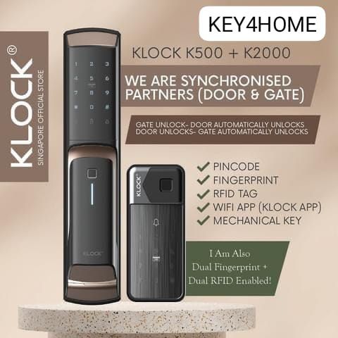 KLOCK Gate + Door Digital Lock Bundle (Model K500 + K2000), Furniture ...