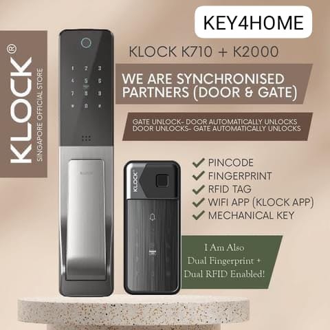 KLOCK Gate + Door Digital Lock Bundle (Model K710 + K2000), Furniture & Home Living, Security ...