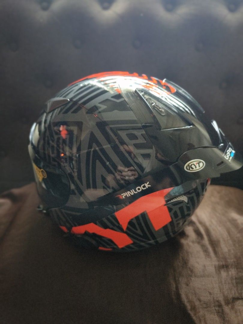 KYT Hellcat Neon Red Helmet, Motorcycles, Motorcycle Apparel on Carousell