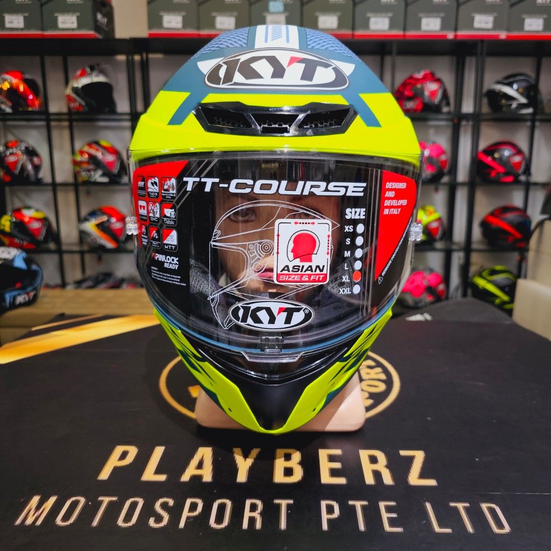 KYT TT-COURSE FUSELAGE MATT YELLOW HELMET, Motorcycles, Motorcycle ...