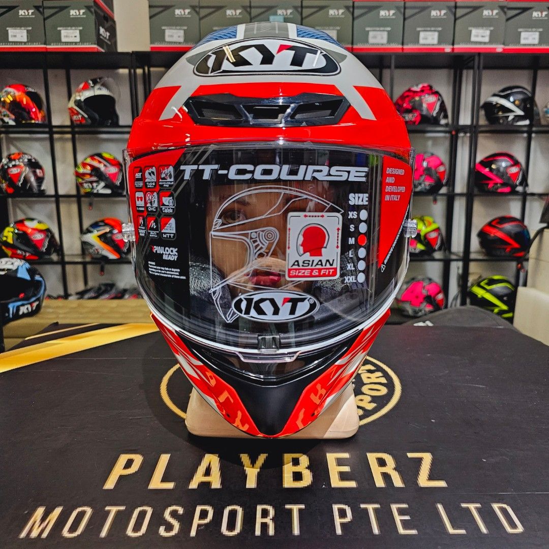 KYT TT-COURSE FUSELAGE RED HELMET, Motorcycles, Motorcycle Accessories ...