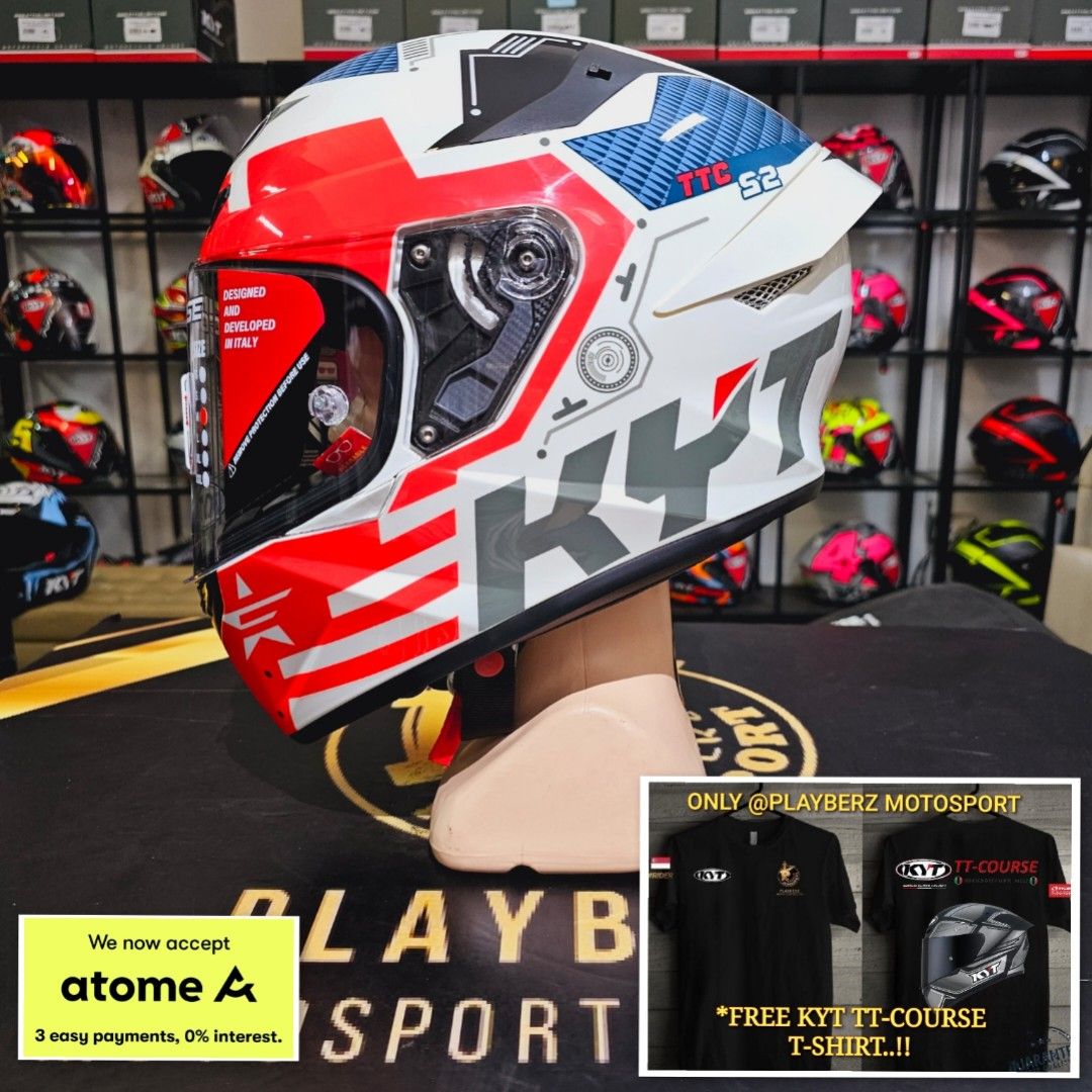 KYT TT-COURSE FUSELAGE RED HELMET, Motorcycles, Motorcycle Accessories ...