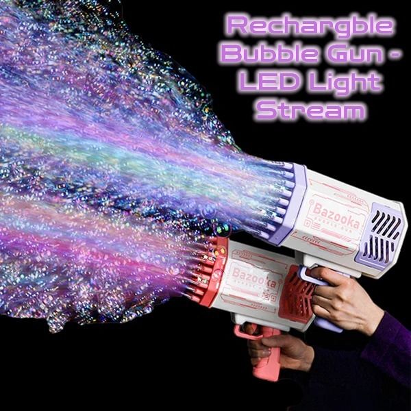 Light-Up Bubble Gun for Kids - Rechargeable Battery & LED Lights ...