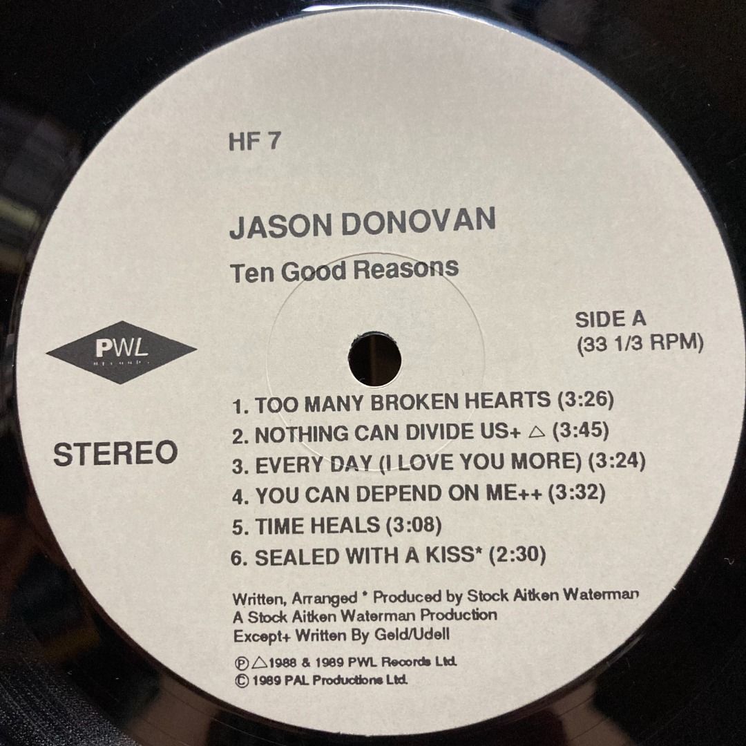 LP 黑膠唱片 Jason Donovan Kylie Minogue Ten Good Reasons, 興趣及遊戲, 音樂、樂器 & 配件 ...