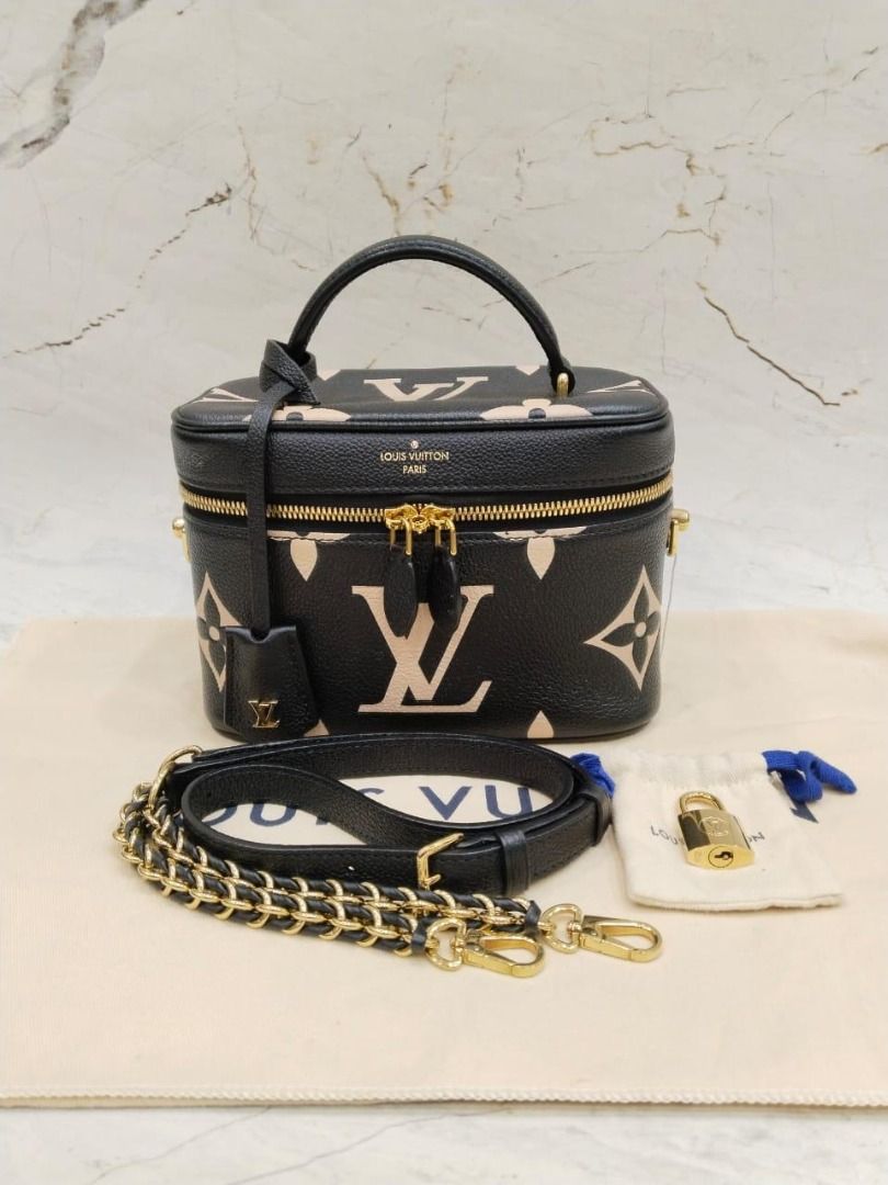LV Vanity PM Monogram Giant Empreinte Bicolor Black 2020 Complete Set Dustbag Strap Clochette ...
