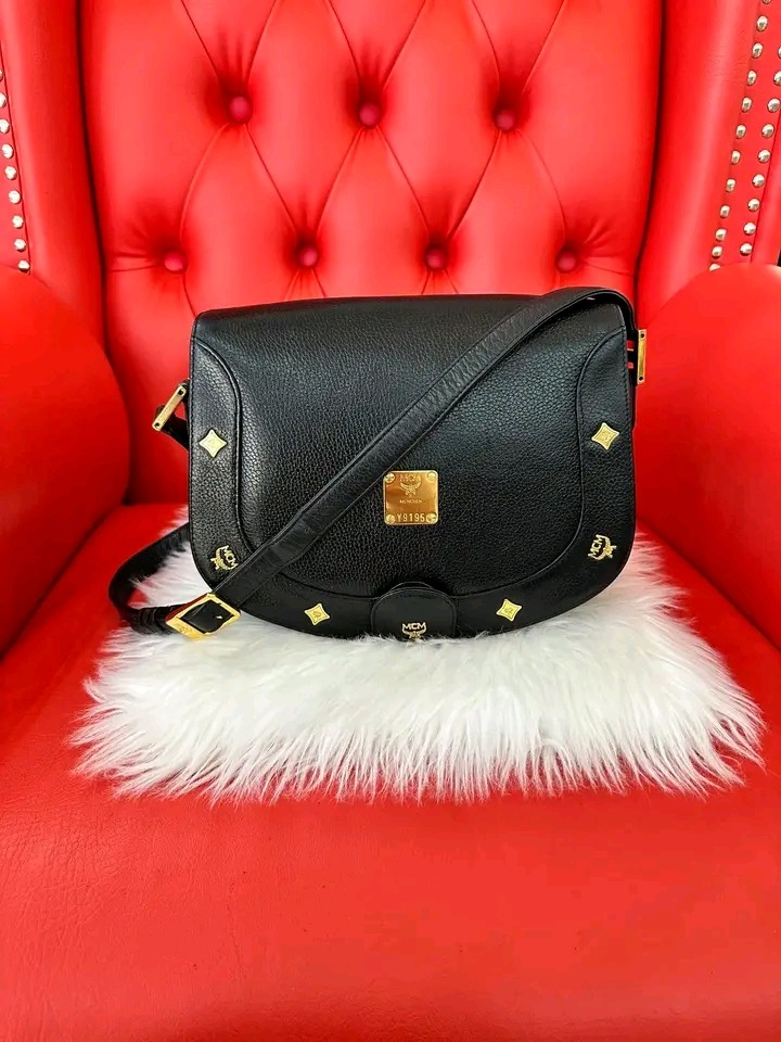 MCM Black Icon Logo Leather Flap Shoulder Bag, Luxury, Bags & Wallets ...