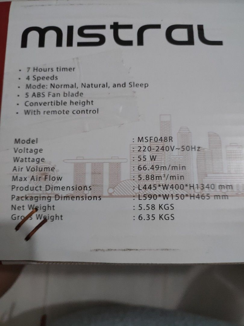 Mistral Standing Fan, TV & Home Appliances, Air Conditioners & Heating ...