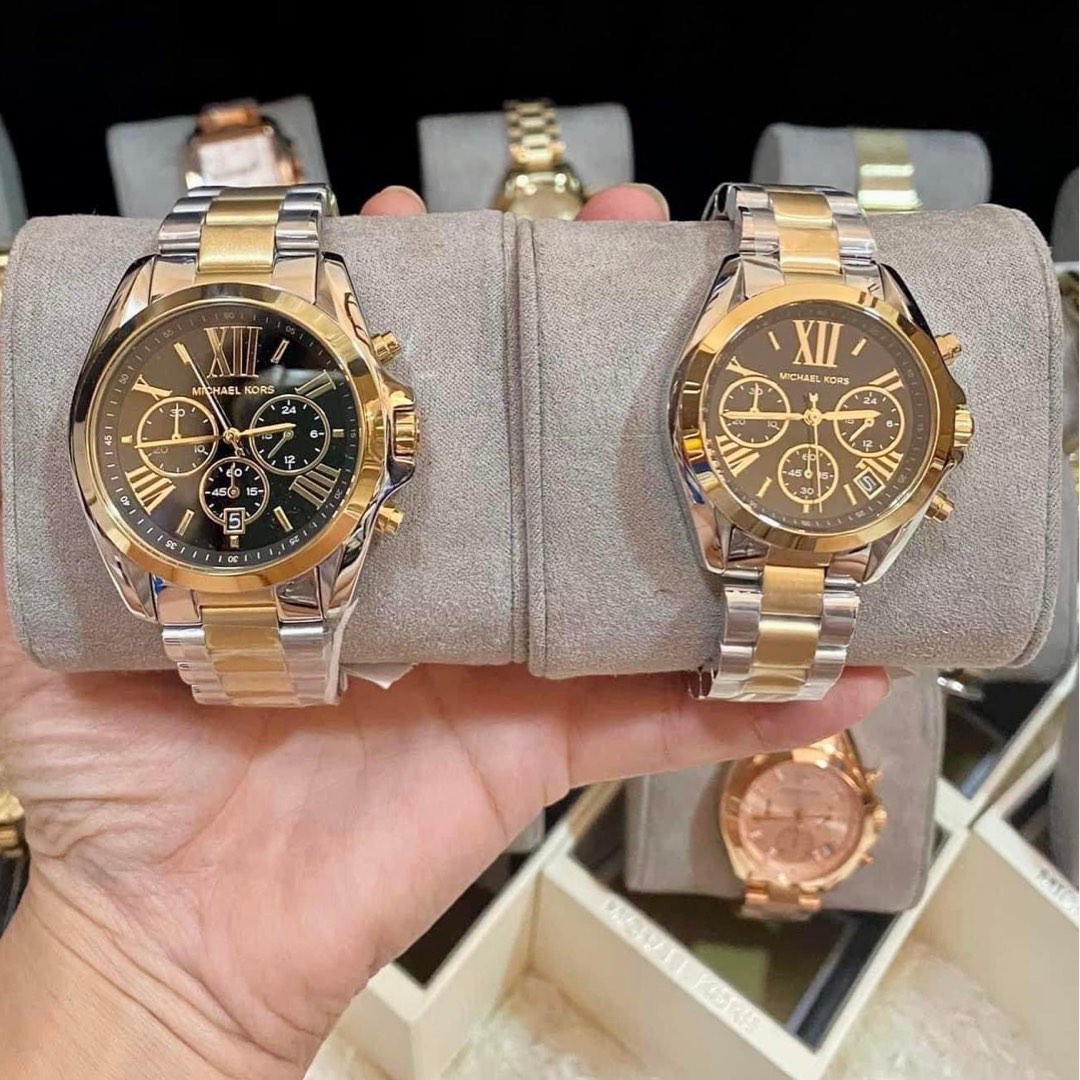 MK COUPLE TWO TONE BLACK DIAL BRADSHAW AUTHENTIC WATCH, Women's Fashion ...