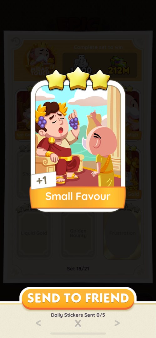 Monopoly Go Sticker Midas Touch Set 18 Small Favour, Hobbies & Toys ...