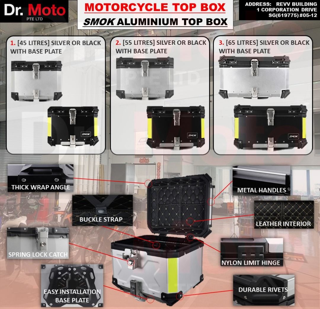 MOTORCYCLE TOP BOXES!! METAL/PLASTIC [32 Litre] [40 Litre] [43 Litre ...