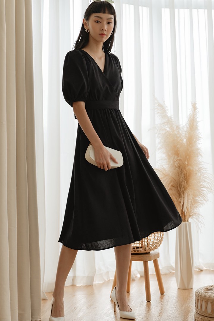 MYLA LINEN MIDI IN BLACK, Women's Fashion, Dresses & Sets, Dresses on ...