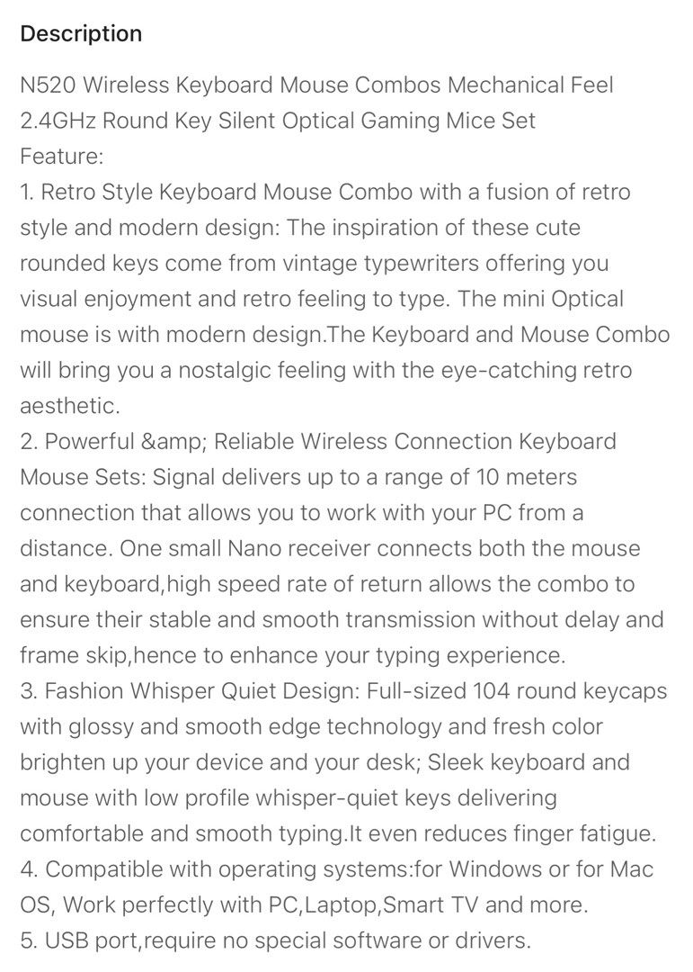 N520 Wireless Mechanical Keyboard and Mouse, Computers & Tech, Parts ...