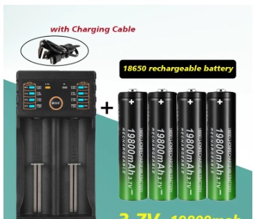 New 18650 battery 3.7V 19800mAh rechargeable li-Ion battery with charger for Led flashlight ...