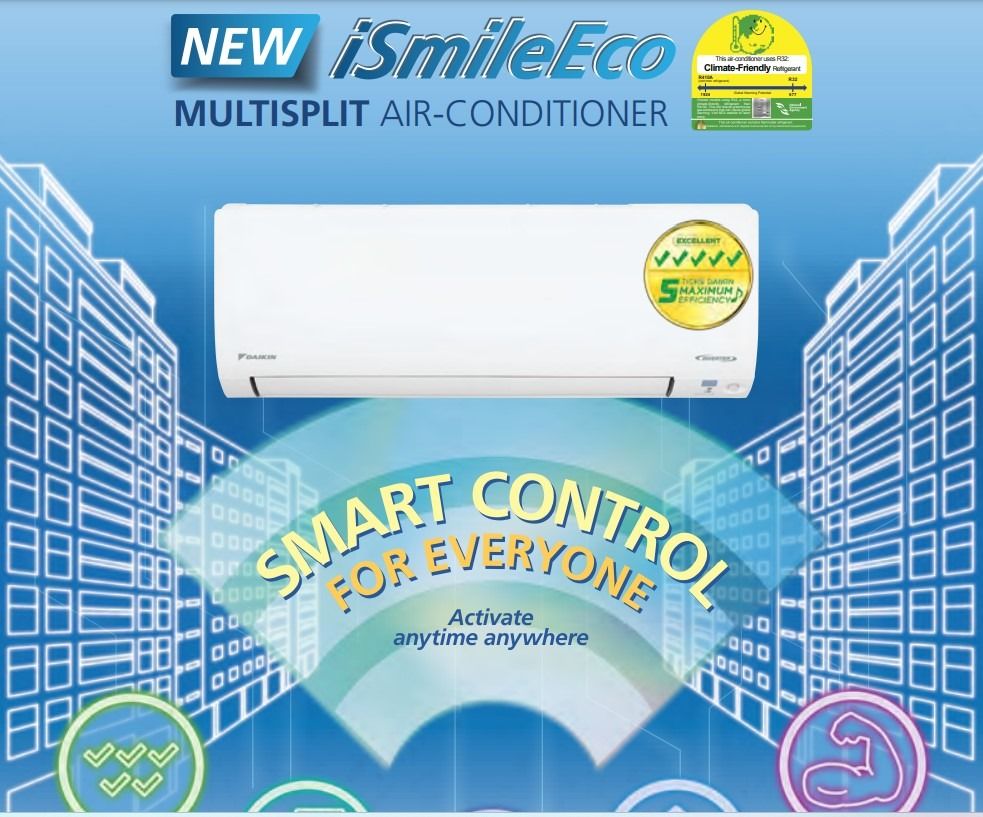 New Cheap Daikin Ismile Eco Aircon R32 Inverter 5 ticks Wifi Build In ...
