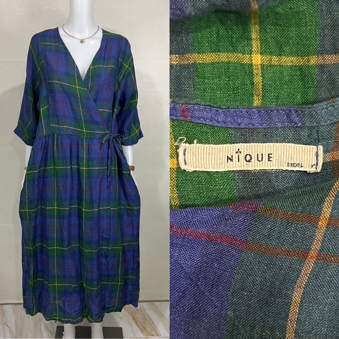 Nique Plaid Wrap Around Dress, Women's Fashion, Dresses & Sets, Dresses ...