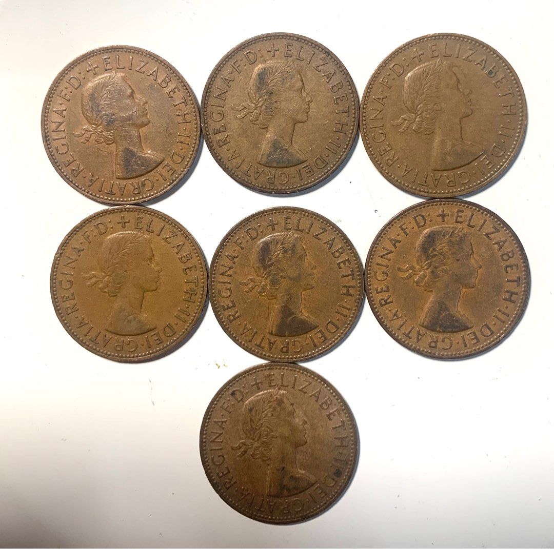 Old Vintage Antique Queen Elizabeth UK One Penny Coin - Full Set ...