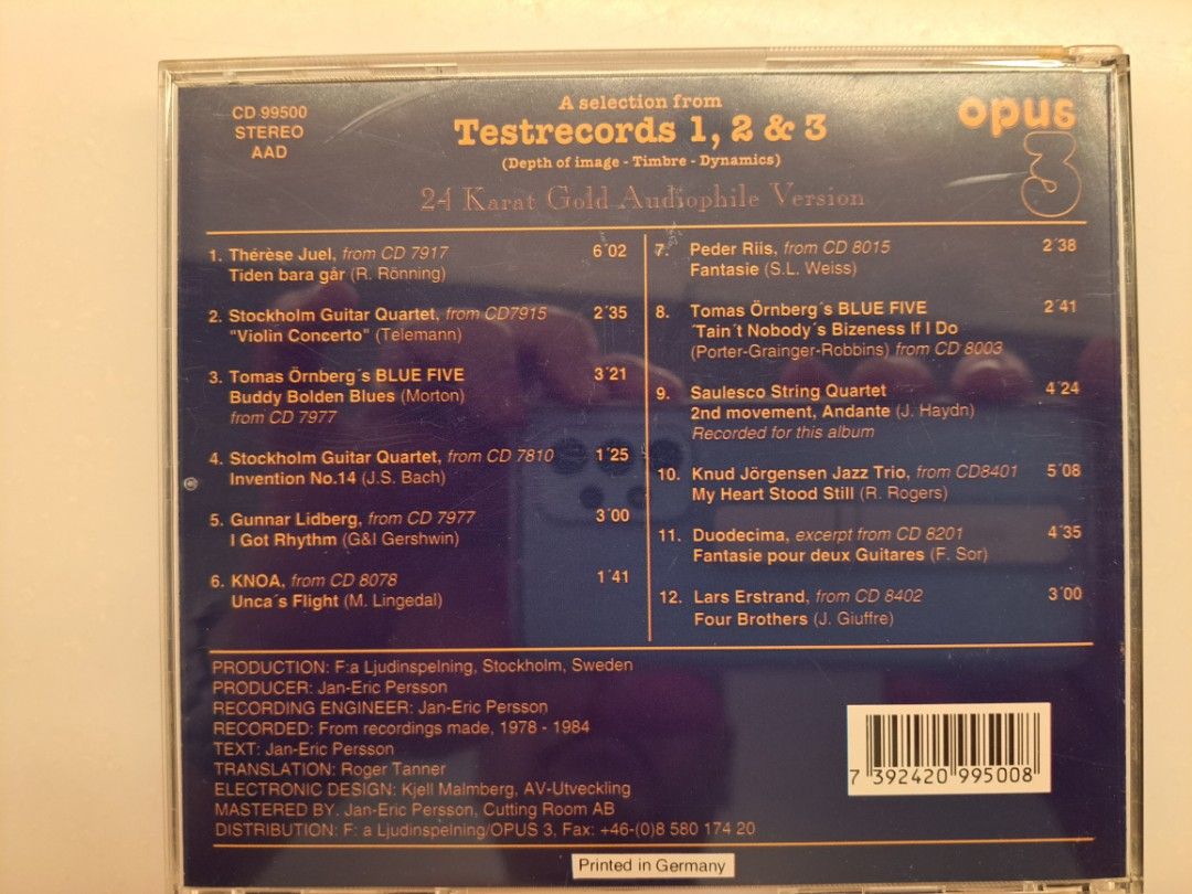 Opus 3: A Selection from Testrecords 1, 2 & 3 - Depth of Image-Timbre ...