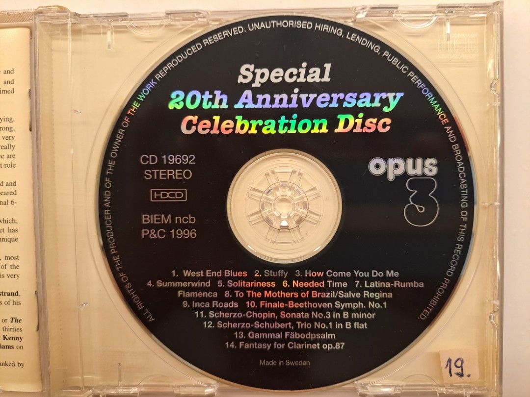 Opus 3: Special 20th Anniversary Celebration Disc. Collection of Jazz and Classical recordings ...