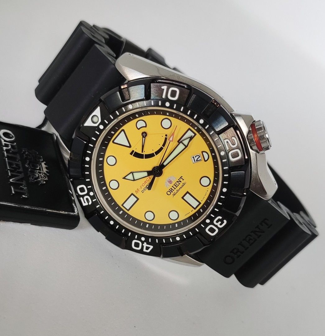 Orient M-force 200m Diver EL03005Y Yellow Sapphire Crystal, Men's ...