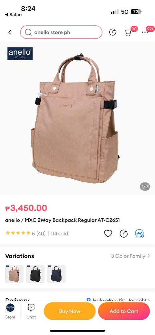 Original Anello 2 Way Backpack, Women's Fashion, Bags & Wallets, Backpacks on Carousell