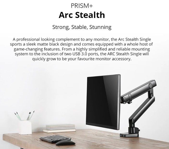 PRISM+ Arc Stealth Single Monitor Arm, Computers & Tech, Desktops on ...