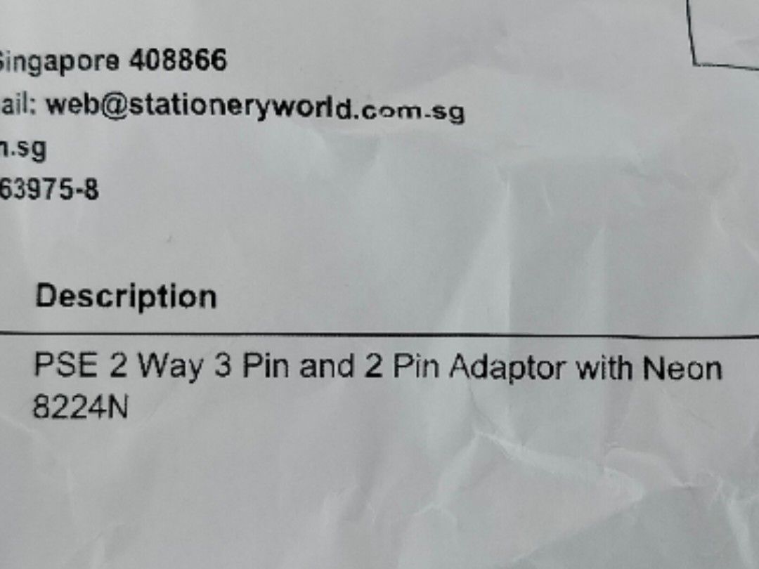 PSE 2 WAY 3PIN AND 2PIN ADAPTOR WITH NEON 8224n, TV & Home Appliances ...