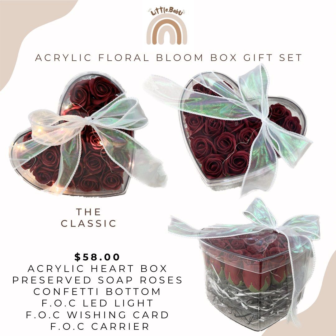 (READY STOCK) ACRYLIC HANDCRAFTED FLORAL BLOOM BOX GIFT SET, Hobbies ...