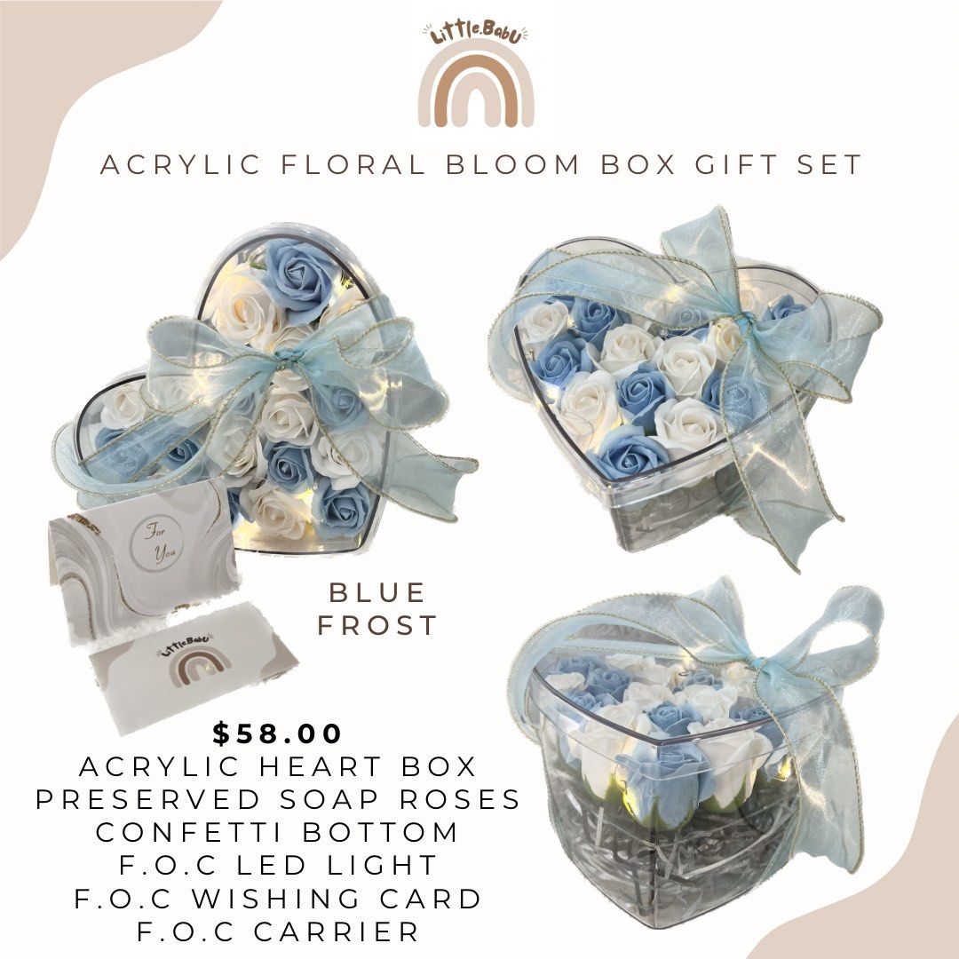 (READY STOCK) ACRYLIC HANDCRAFTED FLORAL BLOOM BOX GIFT SET, Hobbies ...
