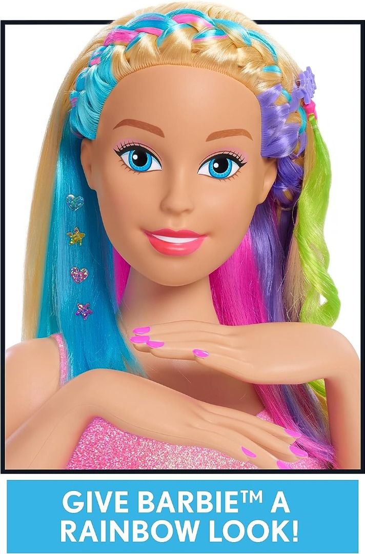 (READY STOCK) Barbie Rainbow Sparkle Deluxe Styling Head, Hobbies ...