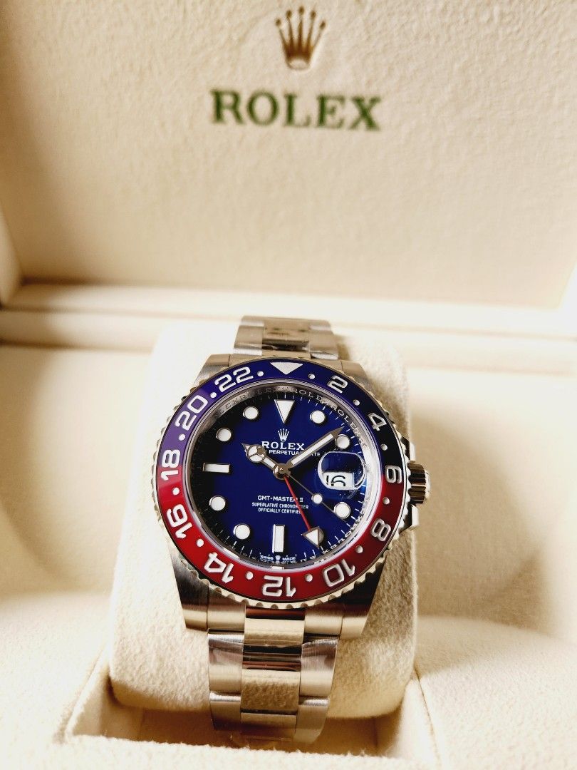 Rolex GMT Master II Pepsi White Gold Blue Dial Oct 2022 Full Set Below ...