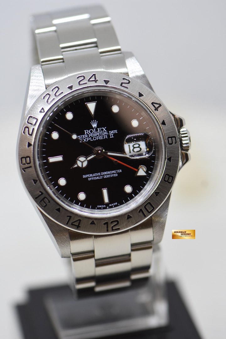 ROLEX OYSTER PERPETUAL EXPLORER II 40mm STEEL BLACK DIAL CALIBRE 3185 ...