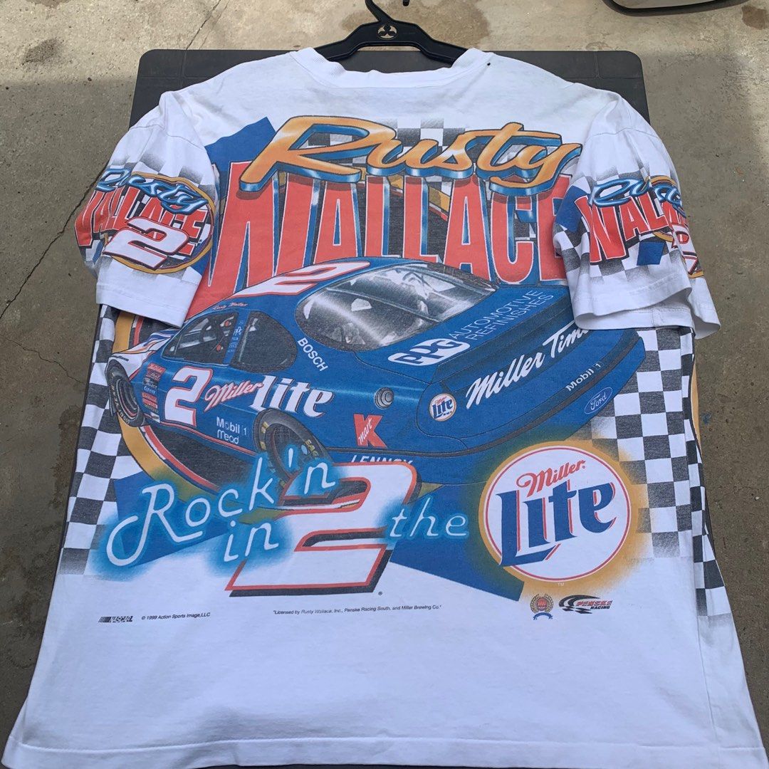 Rusty Wallace "Miller Lite" - Vintage Nascar AOP, Men's Fashion, Tops ...