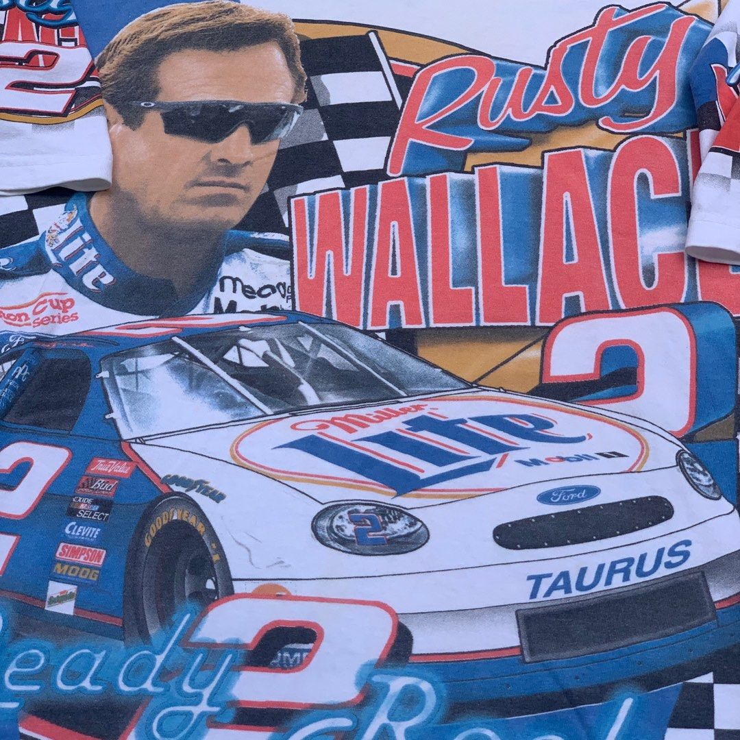 Rusty Wallace "Miller Lite" - Vintage Nascar AOP, Men's Fashion, Tops ...
