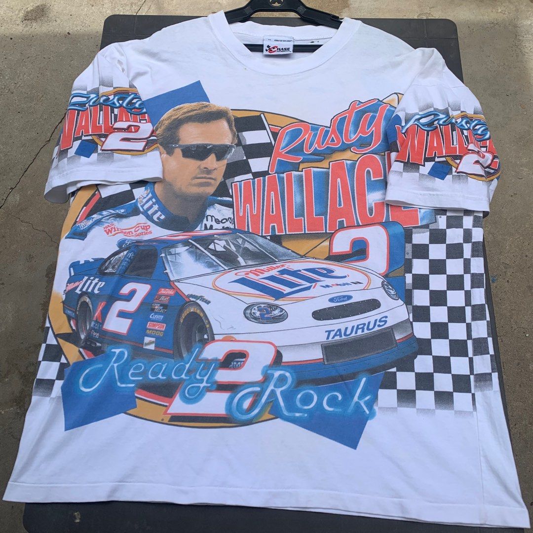 Rusty Wallace "Miller Lite" - Vintage Nascar AOP, Men's Fashion, Tops ...