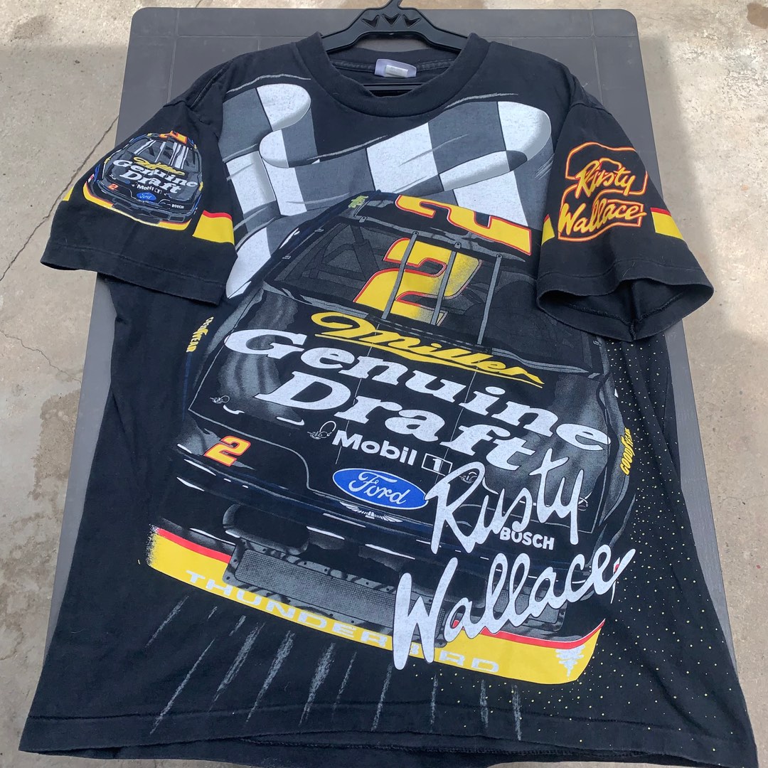 Rusty Wallace "Genuine Draft" - Vintage Nascar AOP, Men's Fashion, Tops ...