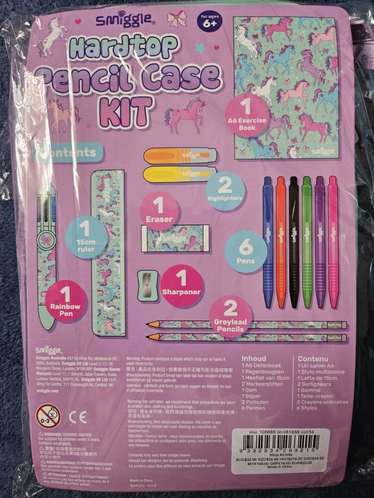 Smiggle Unicorn Hardtop Pencil Case Kit, Hobbies & Toys, Stationery ...