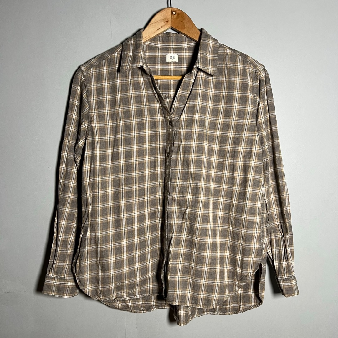 Uniqlo Light Flannel Long Sleeve for Women, Women's Fashion, Tops ...