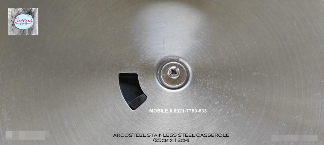 (USED) ARCOSTEEL STAINLESS STEEL CASSEROLE (25CM x 12CM), Furniture ...